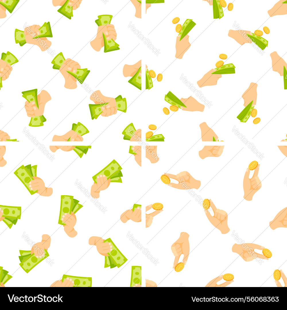 Hands holding and dropping money coins Royalty Free Vector
