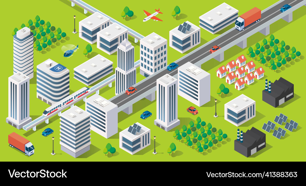 Isometric Cityscape Royalty Free Vector Image - VectorStock