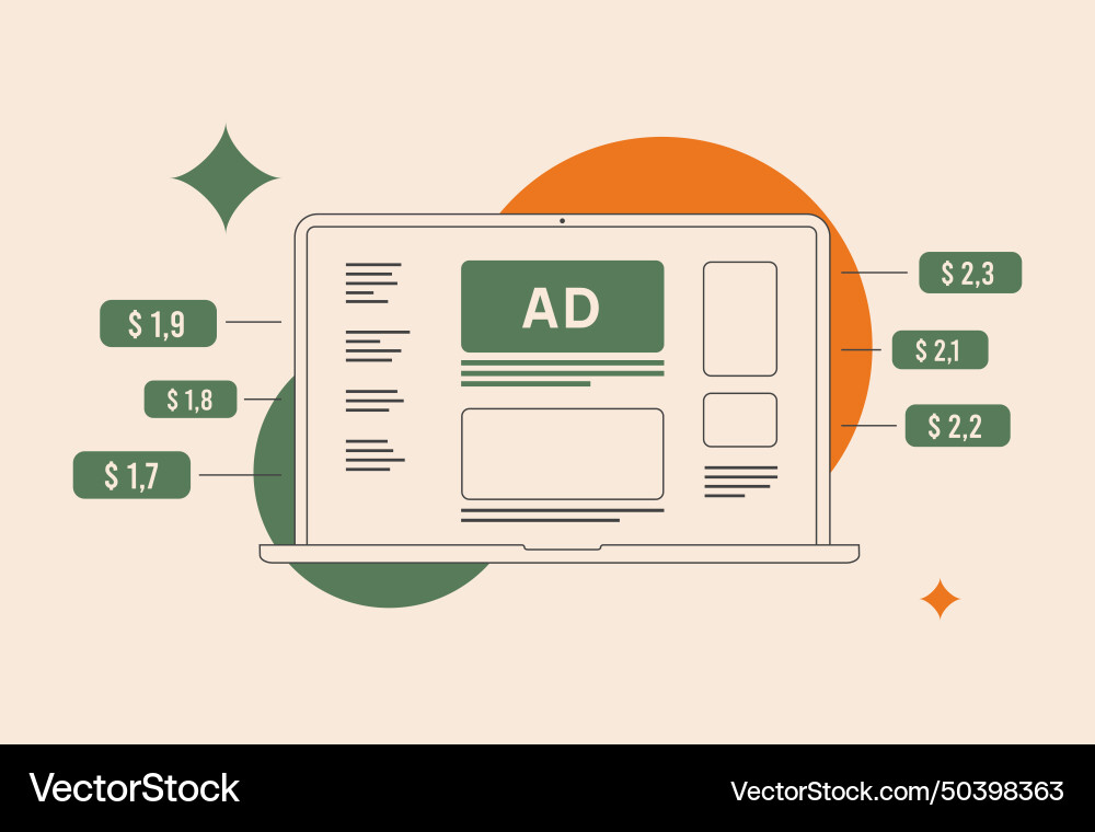 Prebid - header bidding technology enhances Vector Image