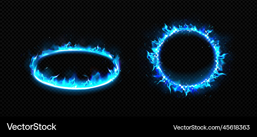Round frames with fire burning rings flame Vector Image