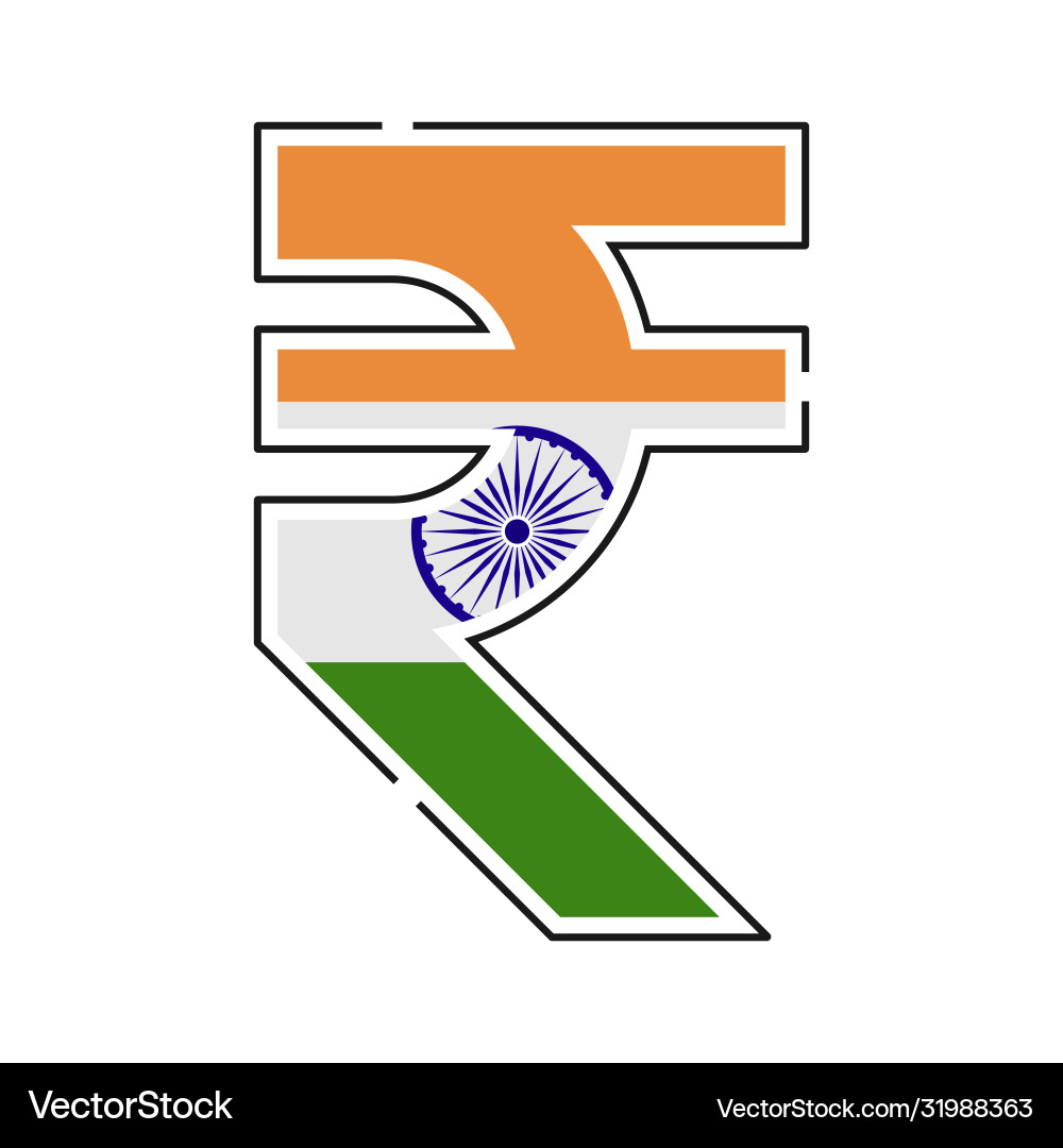 Rupee currency symbol indian with a flag Vector Image