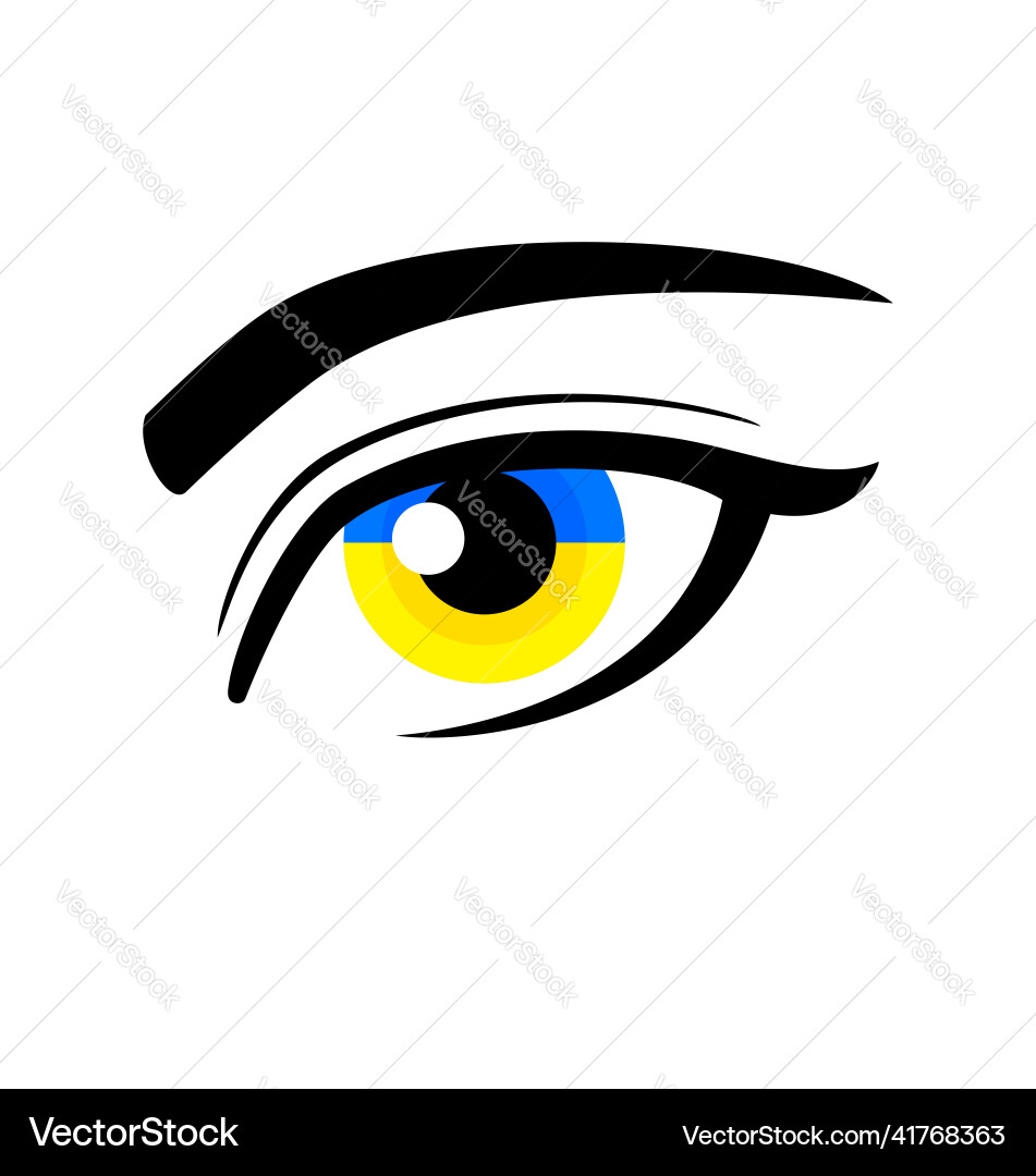 Simple eye ukrainian flag colors Royalty Free Vector Image