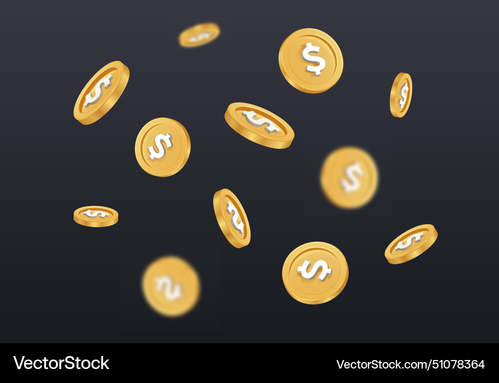 3d coins flying Royalty Free Vector Image - VectorStock
