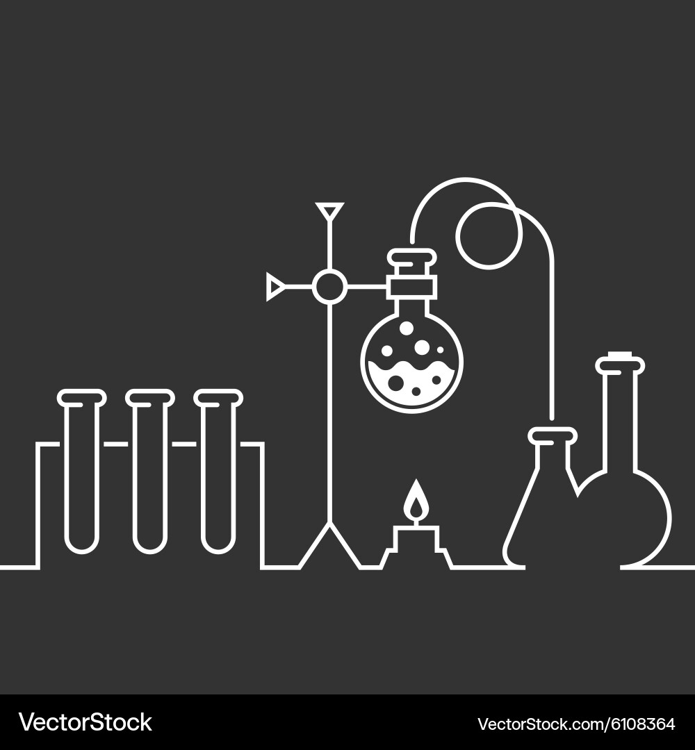 Chemical laboratory - test-tubes and flasks Vector Image