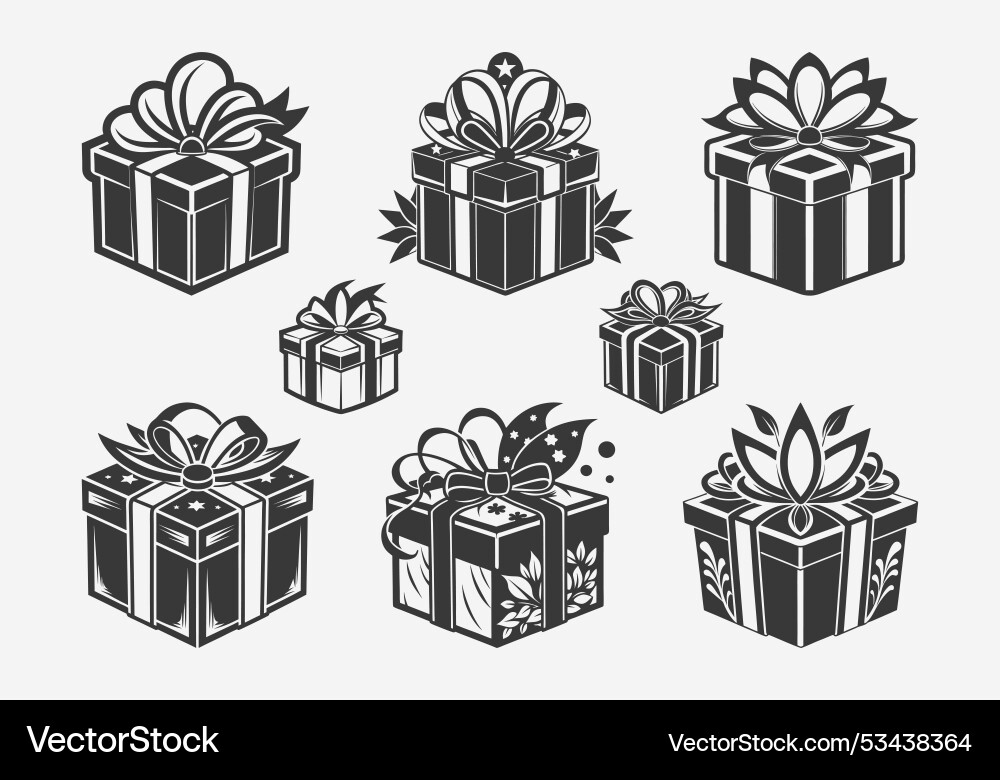 Gift boxes silhouette Royalty Free Vector Image