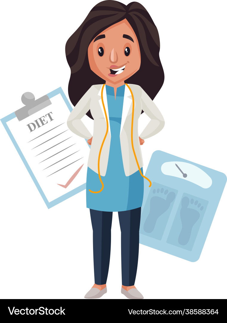 Lady nutritionist cartoon character Royalty Free Vector