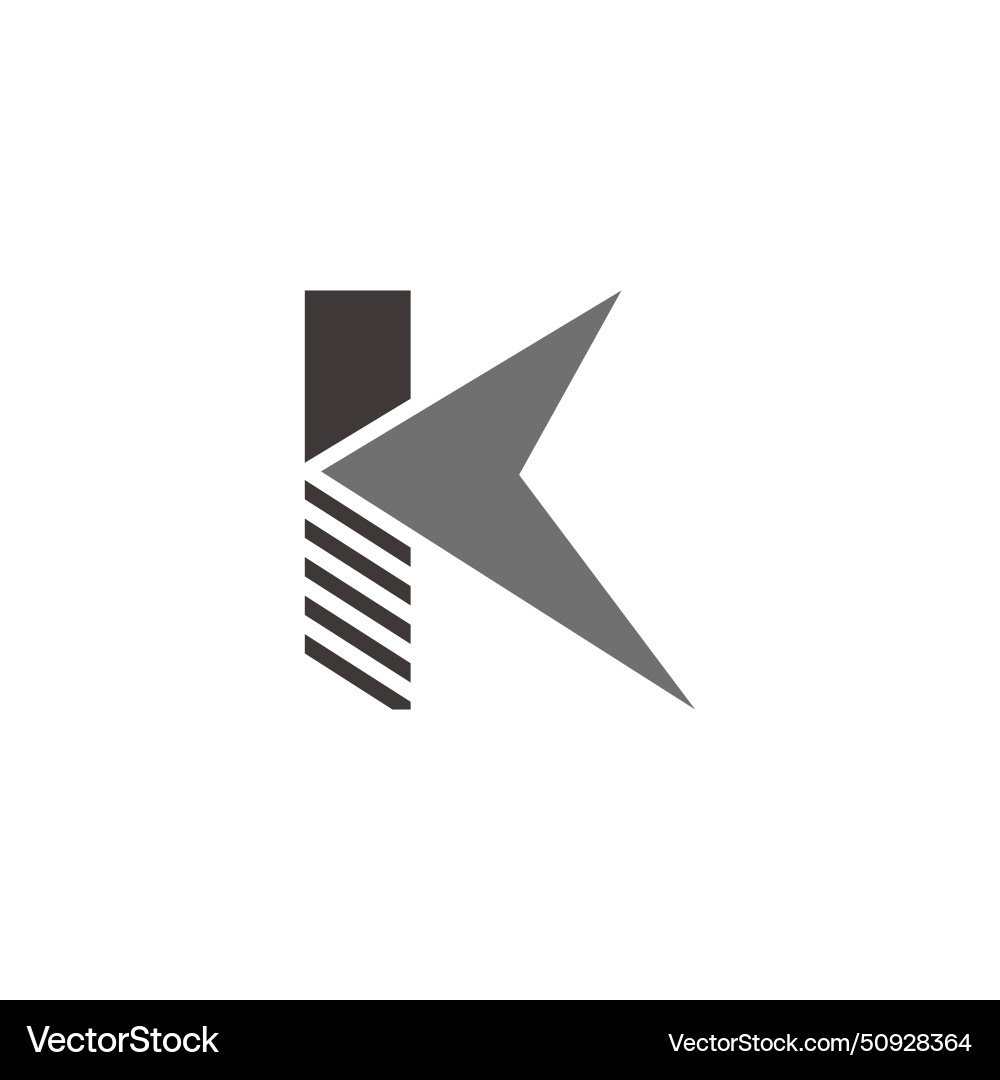Letter k gradient arrow simple logo Royalty Free Vector