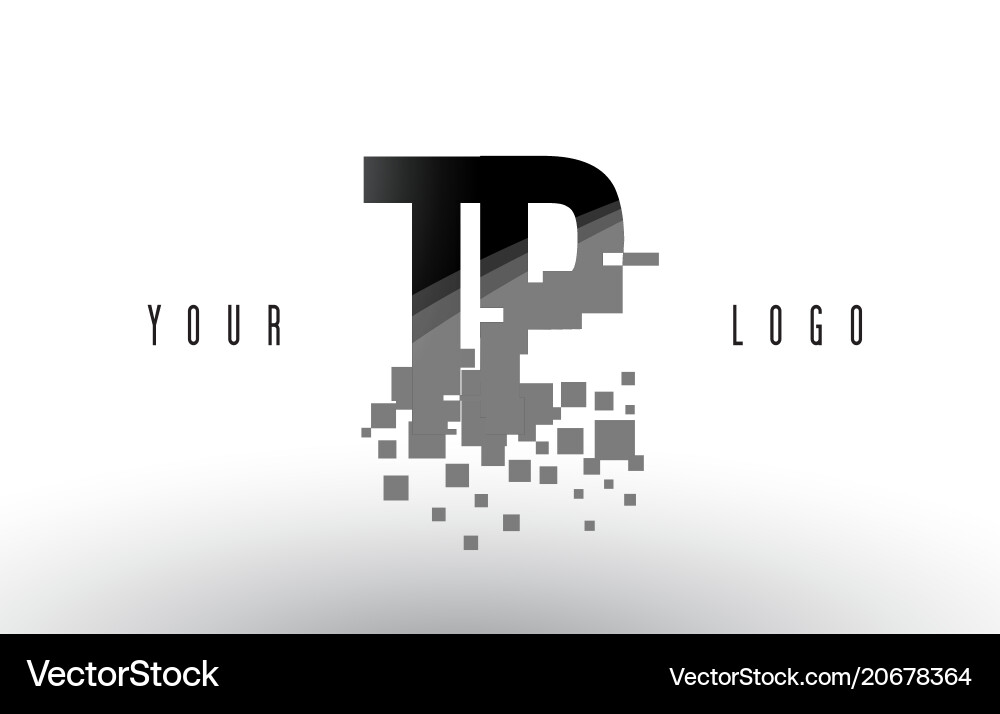 Pixel Shattered Letter TP Logo Royalty Free Vector Image