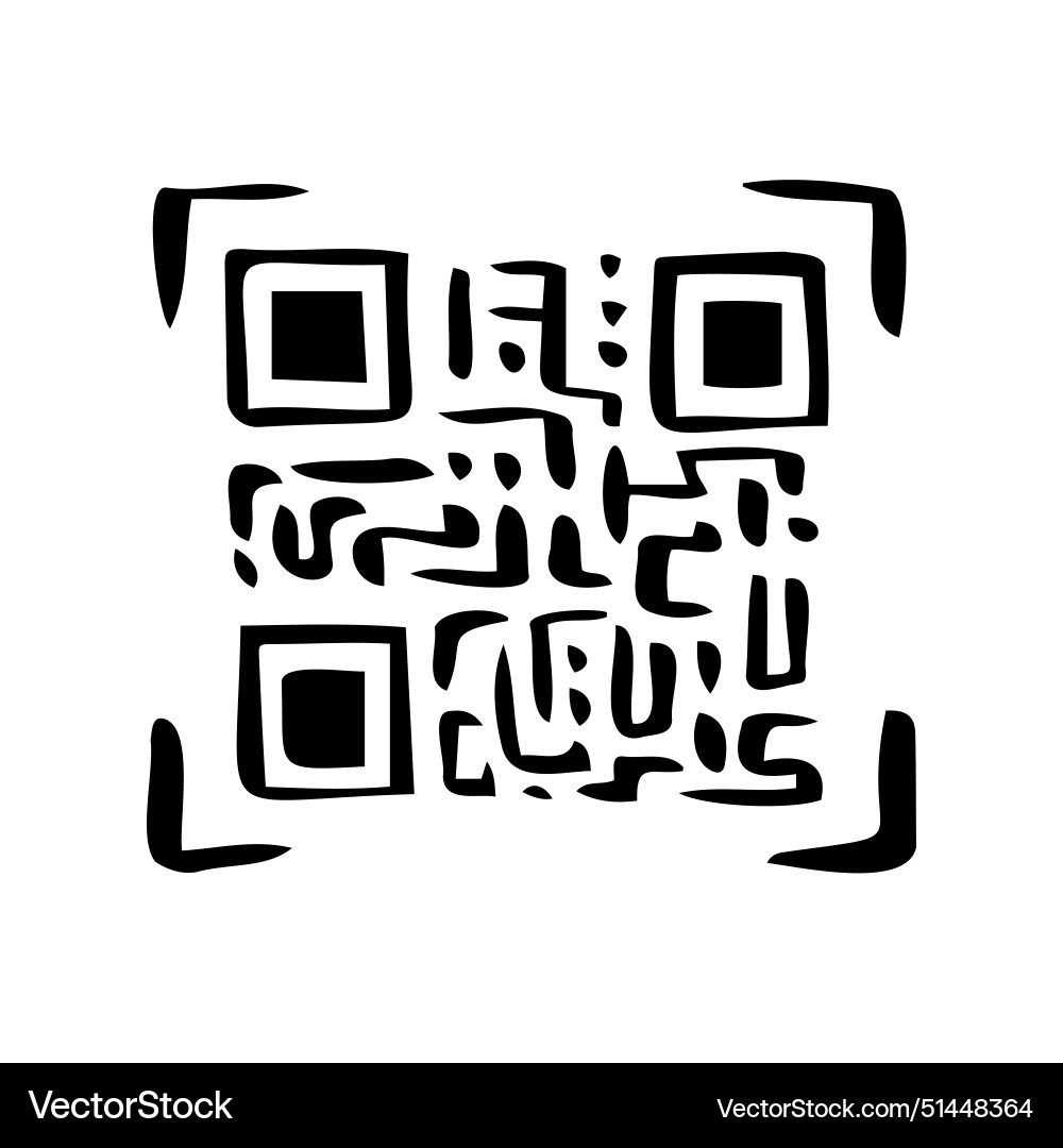 Qr code doodle hand drawn icon marketing and Vector Image