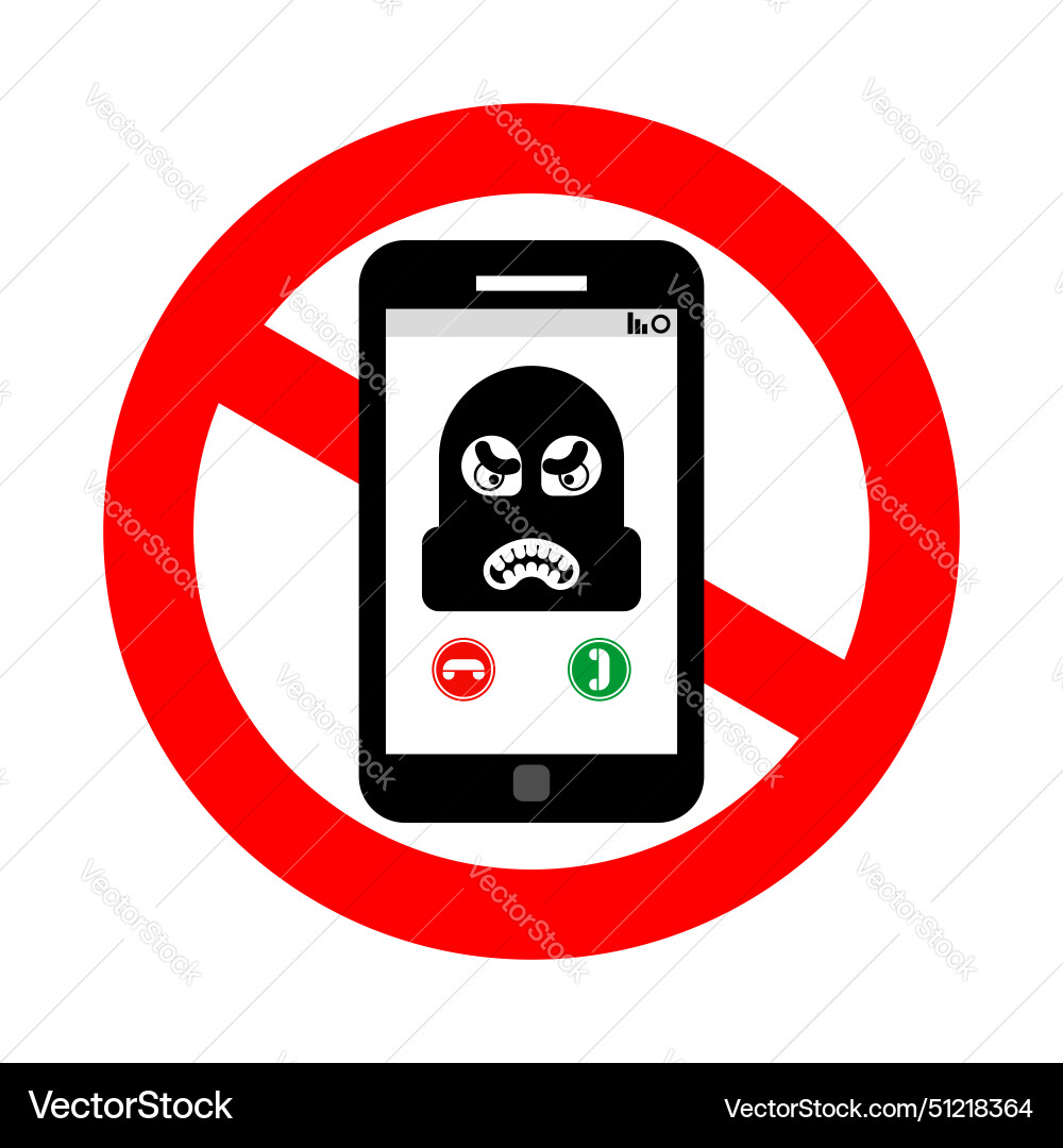 Stop phone scammers ban call from thief Royalty Free Vector