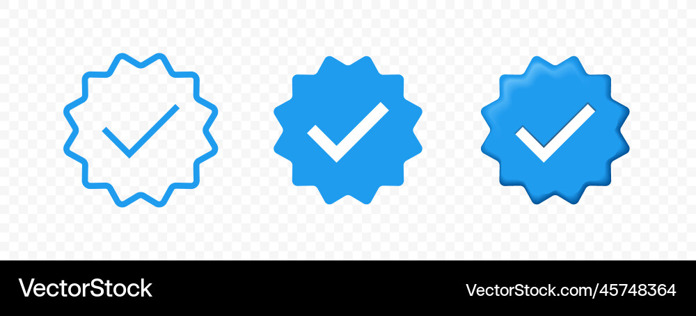 Verified icon badge for account profile check tag Vector Image