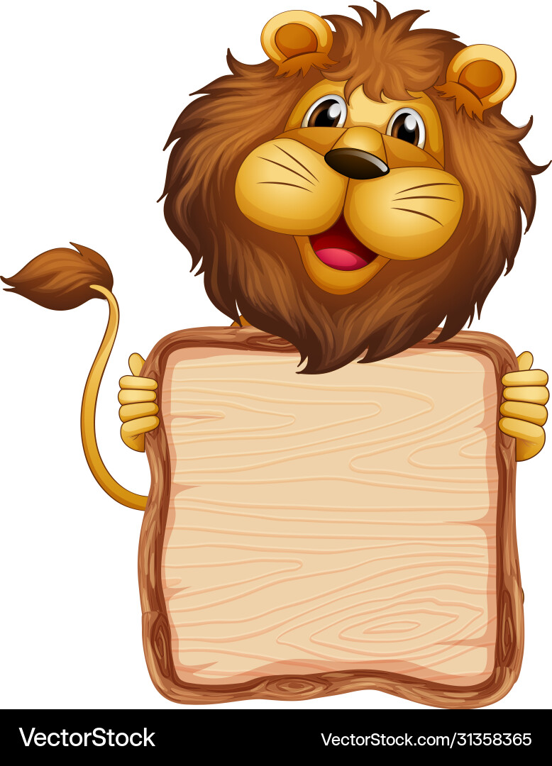 Board template with cute lion on white background Vector Image