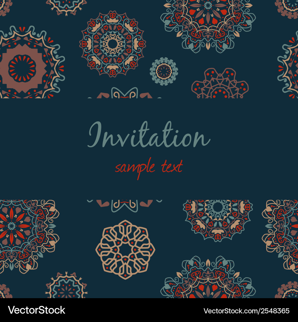 Colorful invitation with floral ornament Vector Image