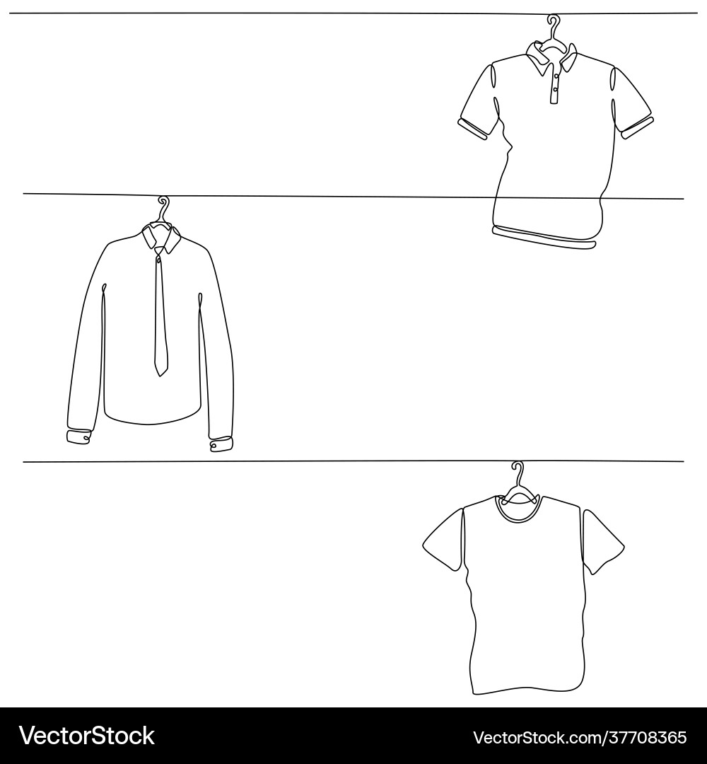 Continuous line drawing mens clothing set Vector Image