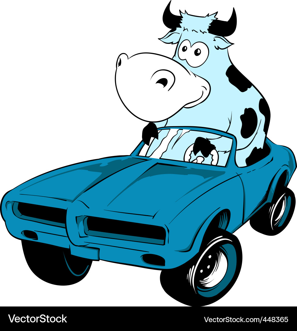 Cow driving a car mascot Royalty Free Vector Image