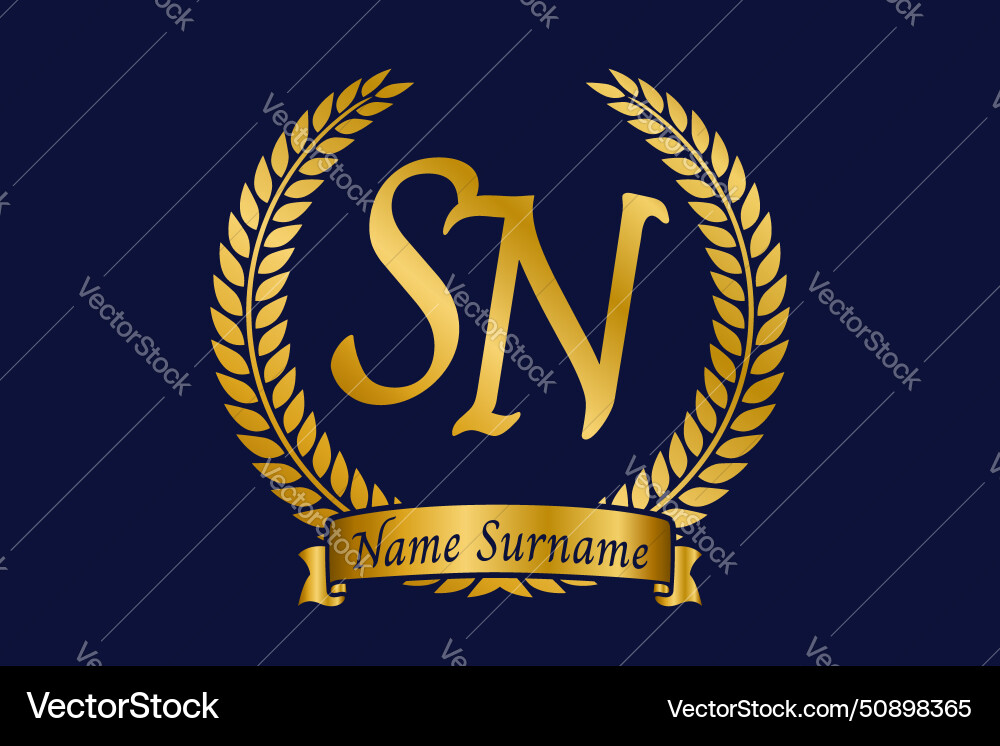 Initial letter s and n sn monogram logo design Vector Image