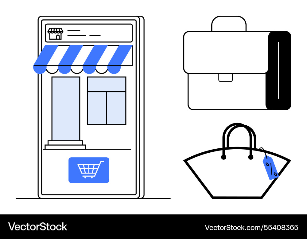 Online-Shopfront mit Shopping-App-Schnittstelle Vektorbild