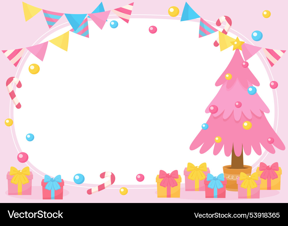 Pink celebrating christmas frame 2 Royalty Free Vector Image