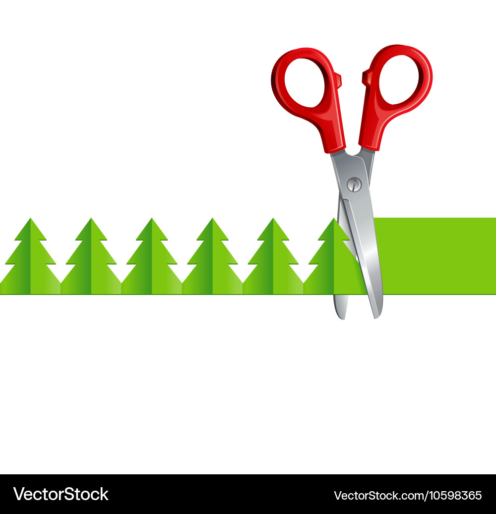 Scissors cut christmas tree Royalty Free Vector Image