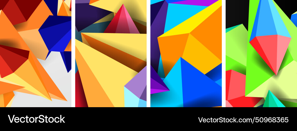 Set of triangle geometric low poly 3d shapes Vector Image