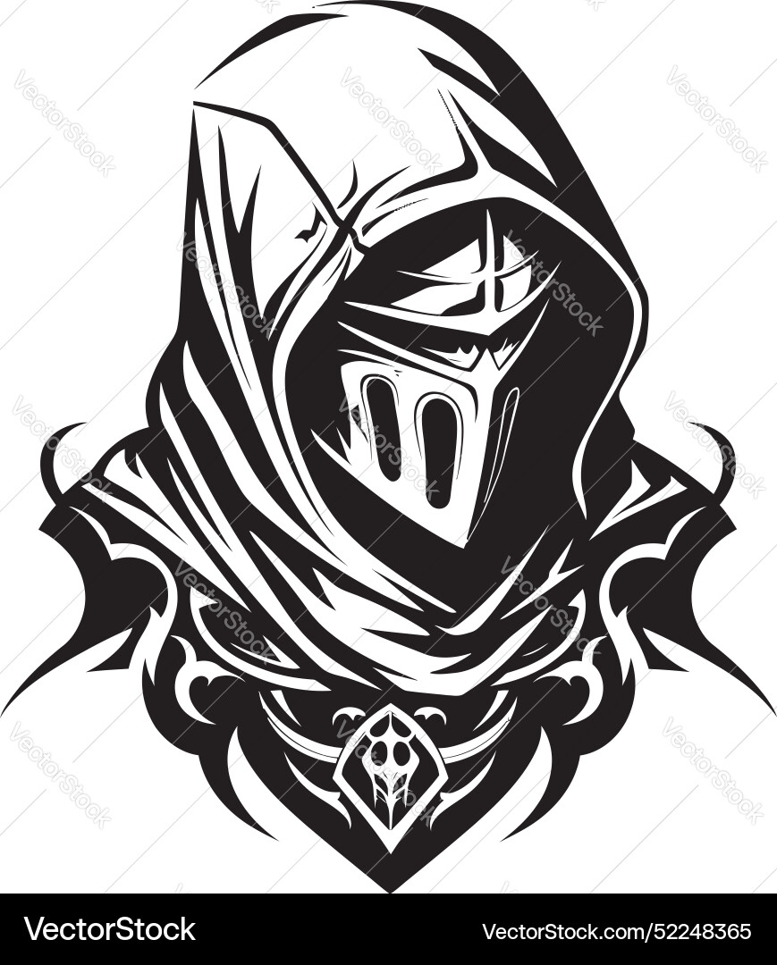 Somber sentinel black icon design for sad knight Vector Image