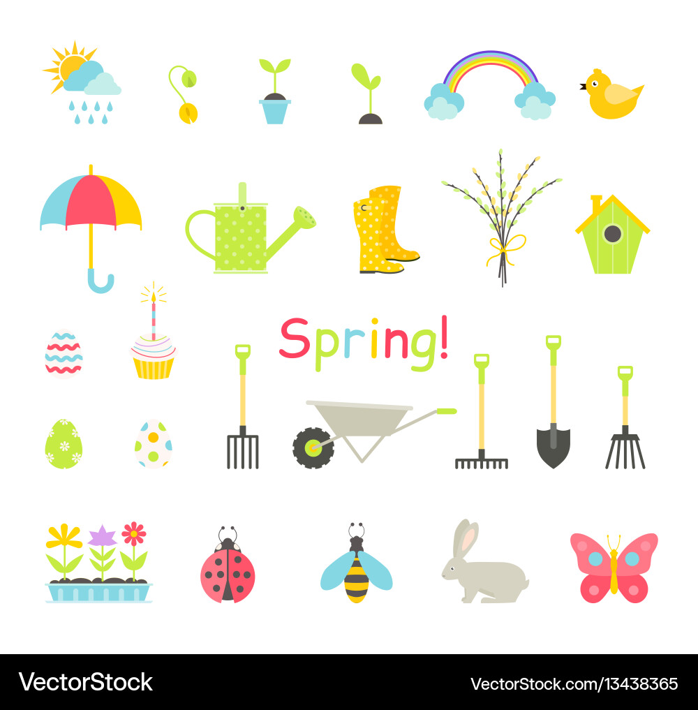 Spring icons set Royalty Free Vector Image - VectorStock