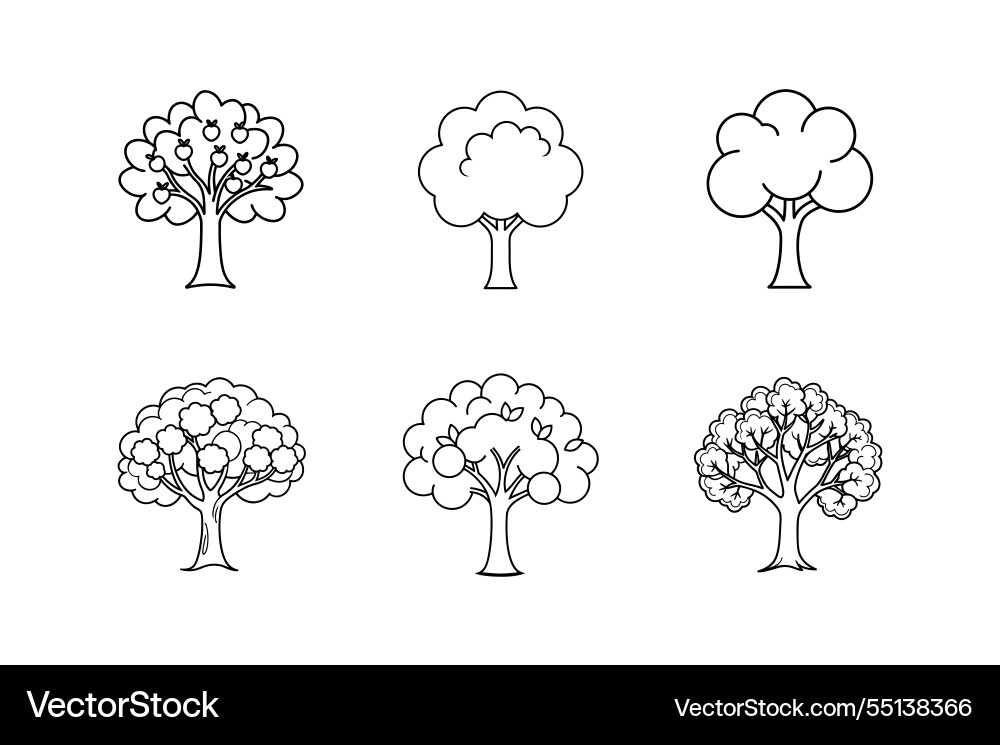 Apple tree icon line art Royalty Free Vector Image