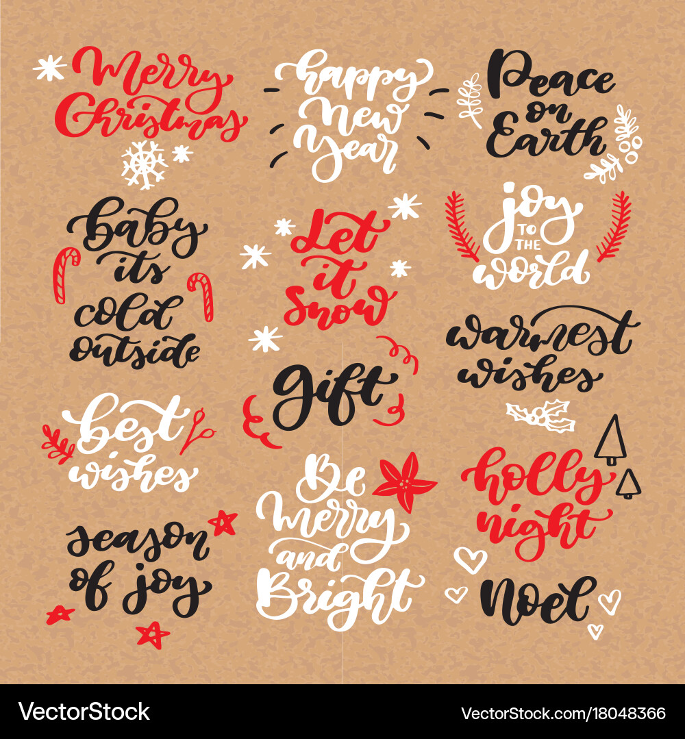Christmas chalk lettering set on craft Royalty Free Vector