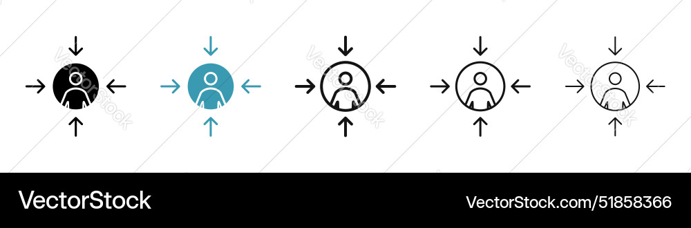 Customer centricity icon set in black and blue Vector Image