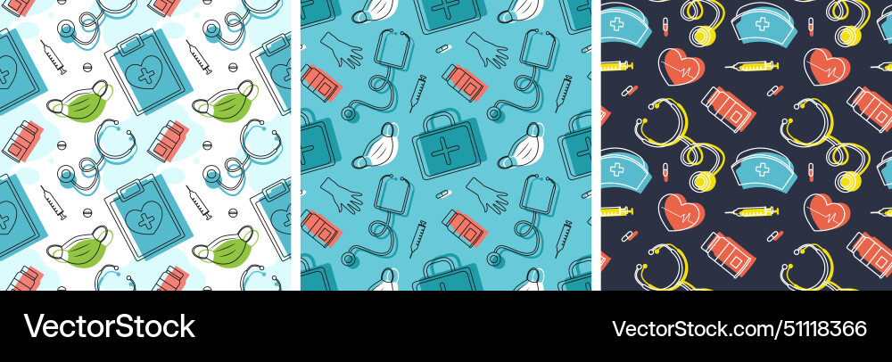 Doctors day seamless pattern design with medical Vector Image