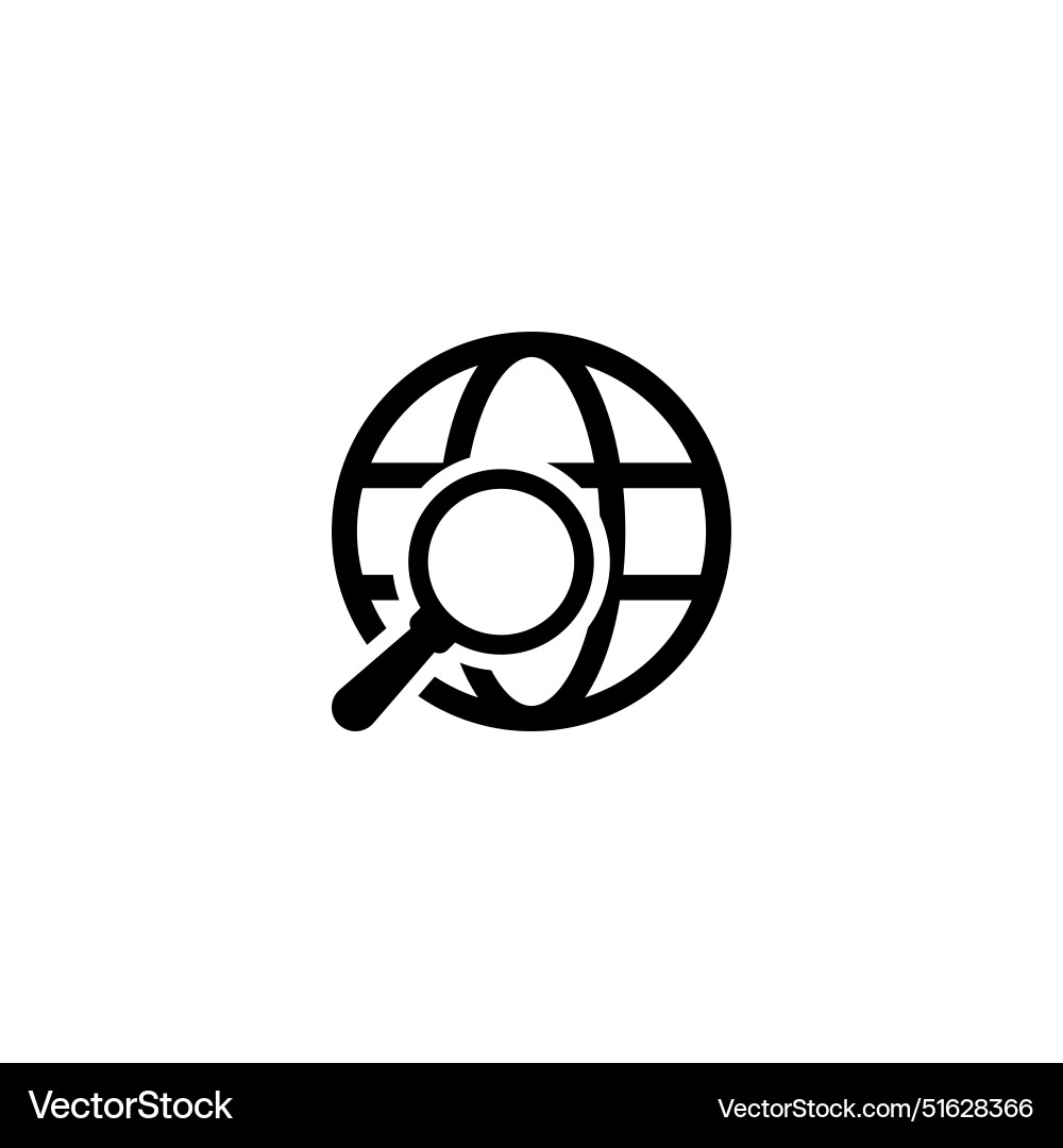 Icon of a magnifying glass over world map Vector Image