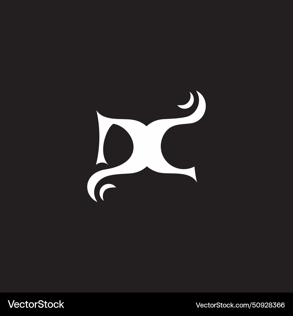 Letter pc abstract curves motion logo Royalty Free Vector