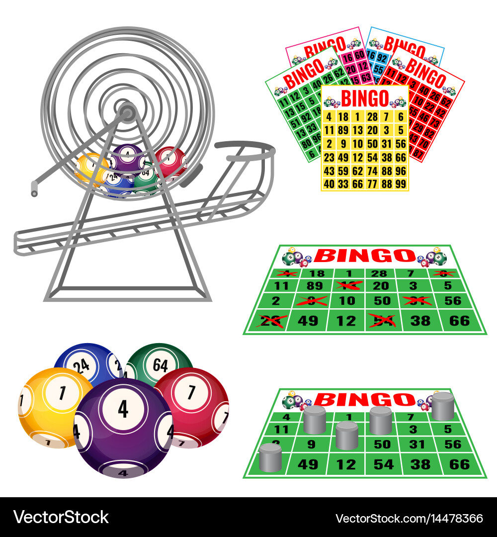 Lottery machine with balls inside bingo cards Vector Image