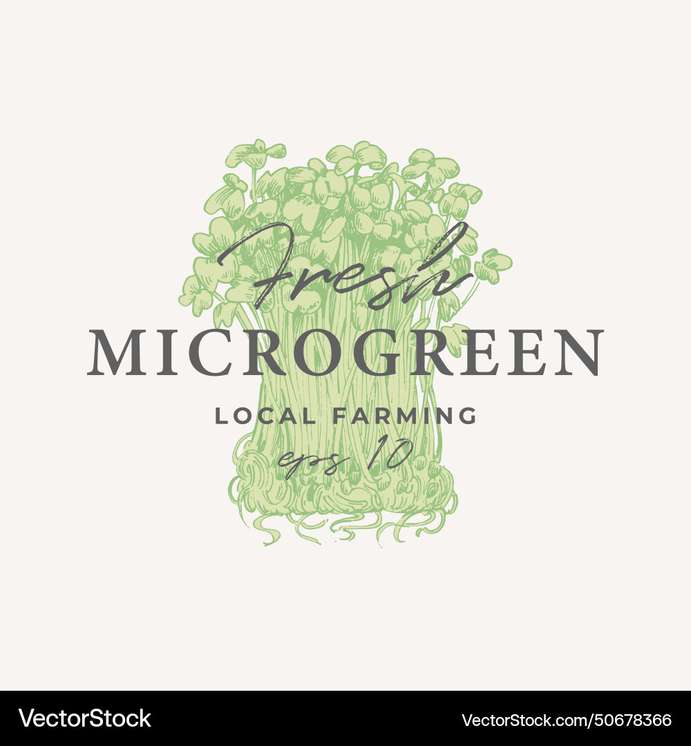 Microgreens engraved emblem Royalty Free Vector Image