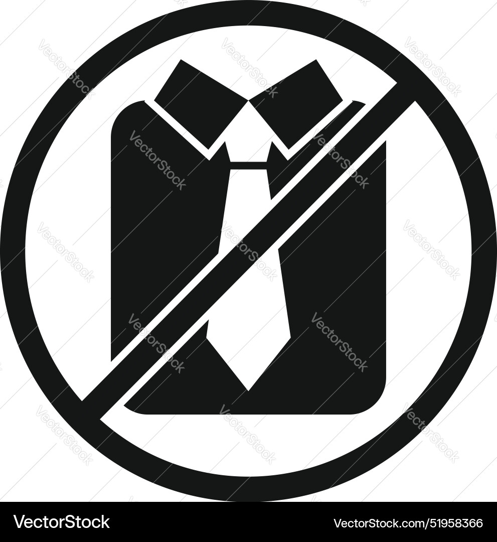 No formal dress code sign depicting shirt and tie Vector Image