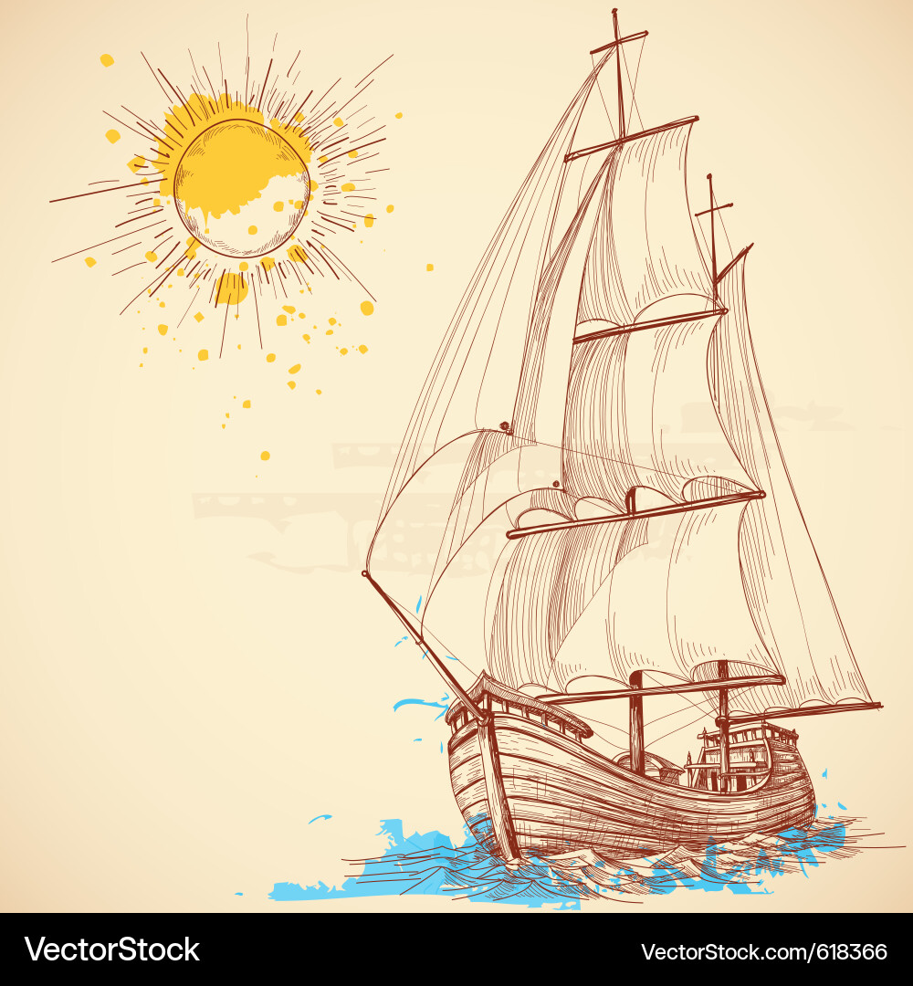 Segelboot Lizenzfreies Vektorbild - VectorStock