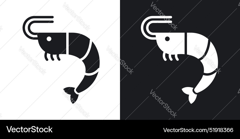 Shrimp icon set in solid black and white color Vector Image