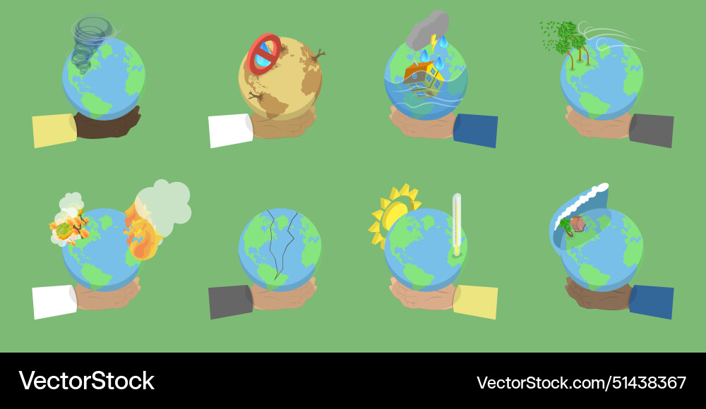 3d isometric flat of climate Royalty Free Vector Image