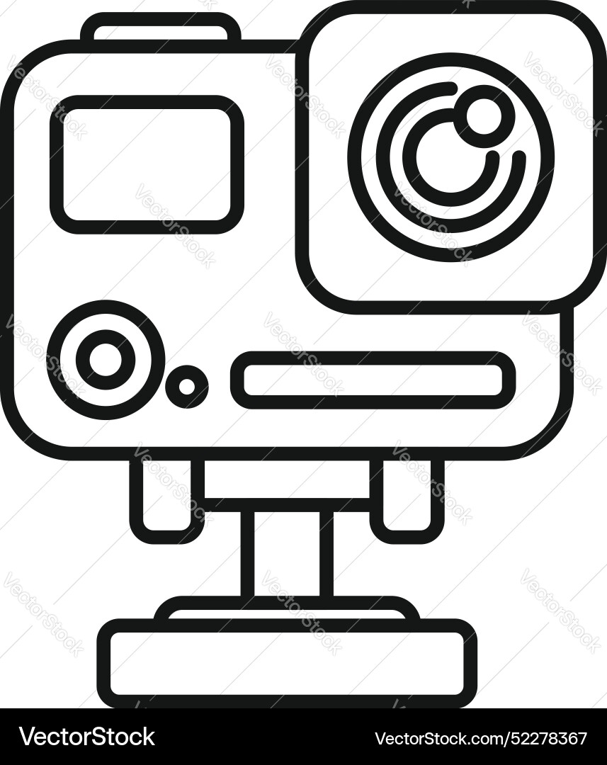 Action camera standing on a tripod is recording Vector Image