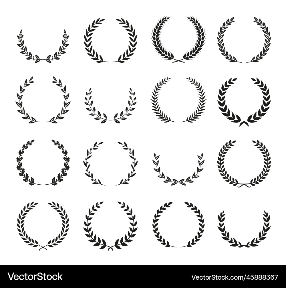Black and white foliate award wreaths Royalty Free Vector
