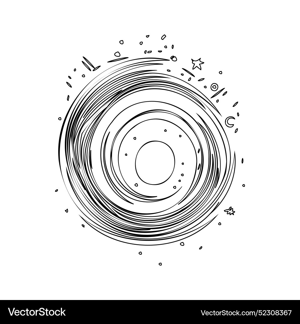 Black hole outline sketch Royalty Free Vector Image