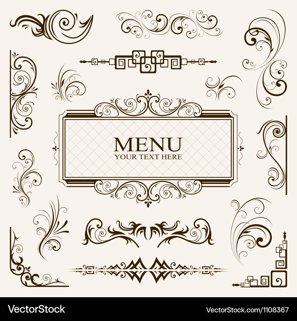 Calligraphic elements vintage Royalty Free Vector Image