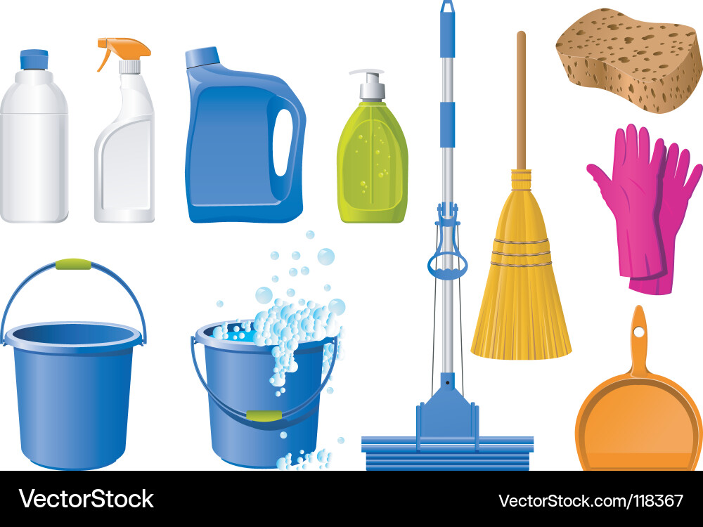 Cleaning Supplies Icons Set Royalty Free Vector Image