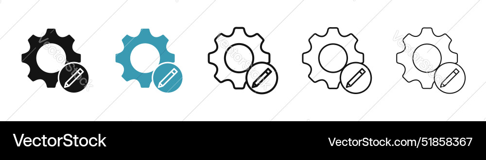 Customize settings icon set in black and blue Vector Image