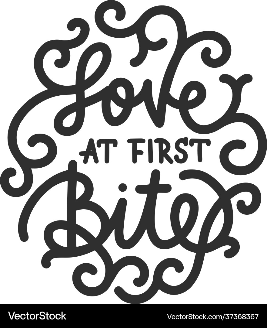 Love at First Bite - Modern Calligraphy Royalty Free Vector