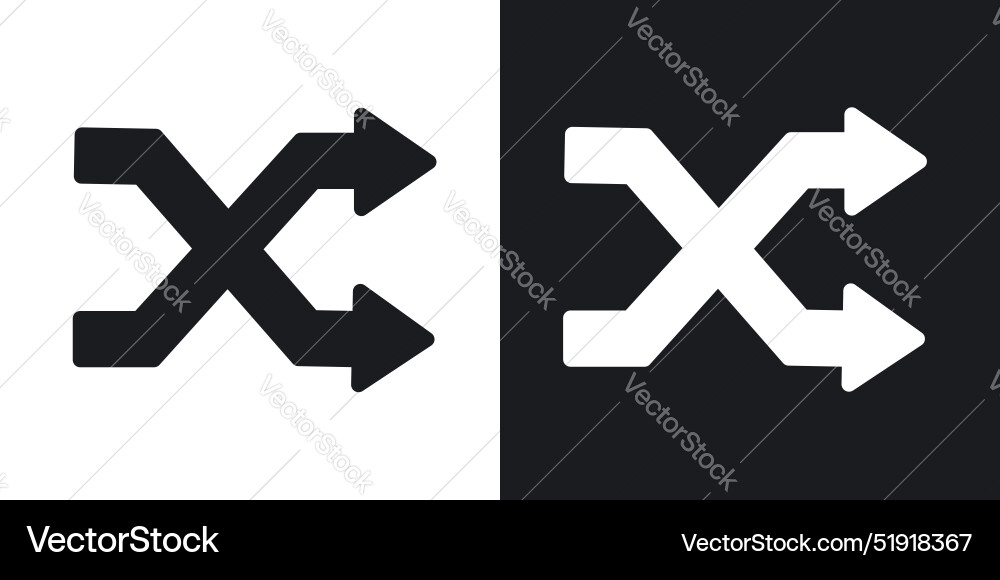Shuffle icon set in solid black and white color Vector Image