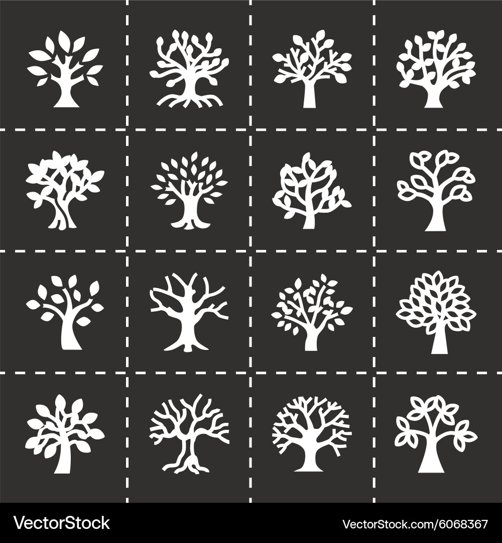 Bäume Icon Set Lizenzfreies Vektorbild - VectorStock