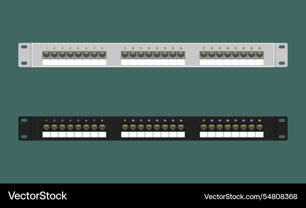 24 ethernet ports patch panel set Royalty Free Vector Image