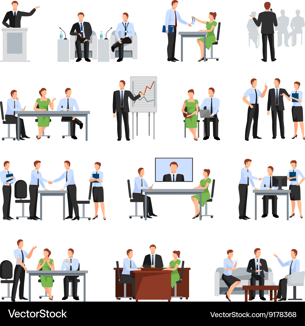Business Meeting Icons Royalty Free Vector Image