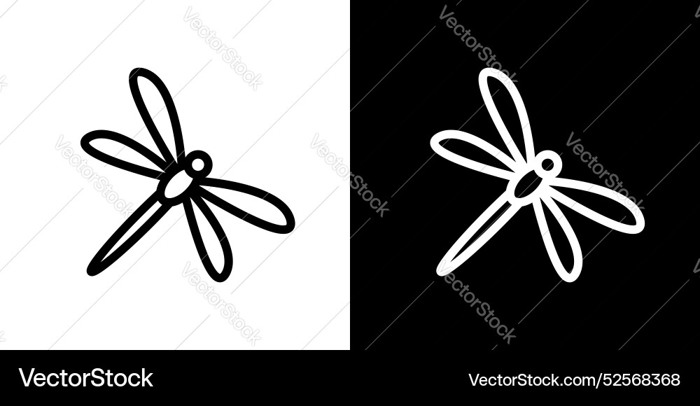 Dragon fly icon set on white background Royalty Free Vector